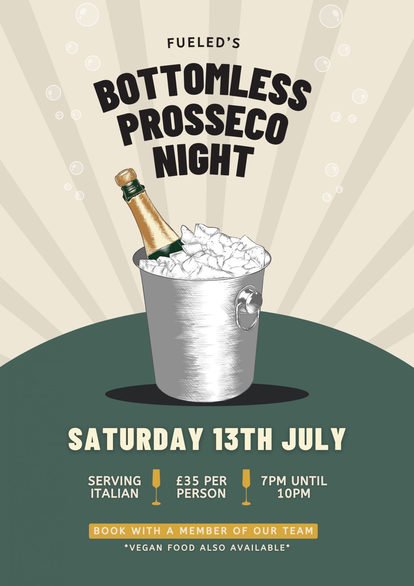 Bottomless Prosecco Night - Fueled - Speciality Coffeehouse